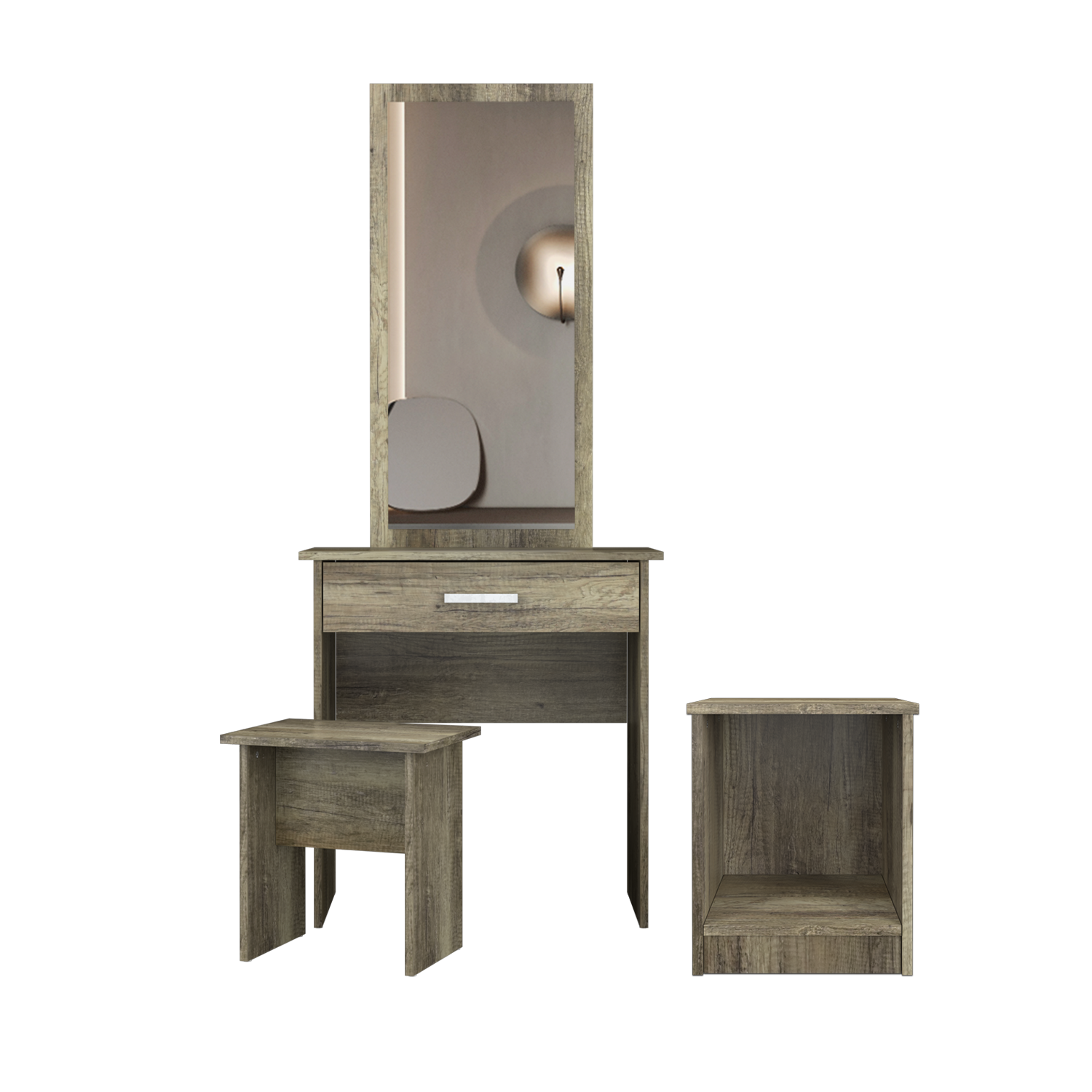4FT x 6FT Alian Dressing Table + Stool Chair + Side Table - DT-3139-GY ...