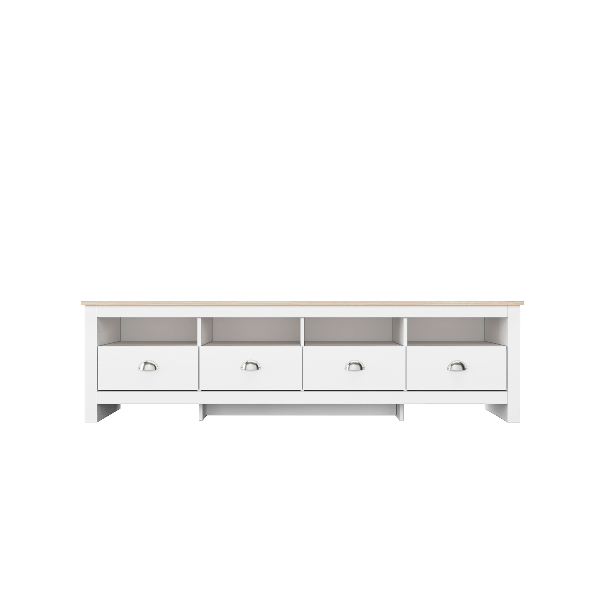 5.9FT Grayson/Blanco Series TV Cabinet with 4 Drawers & 4 Open Storage ...