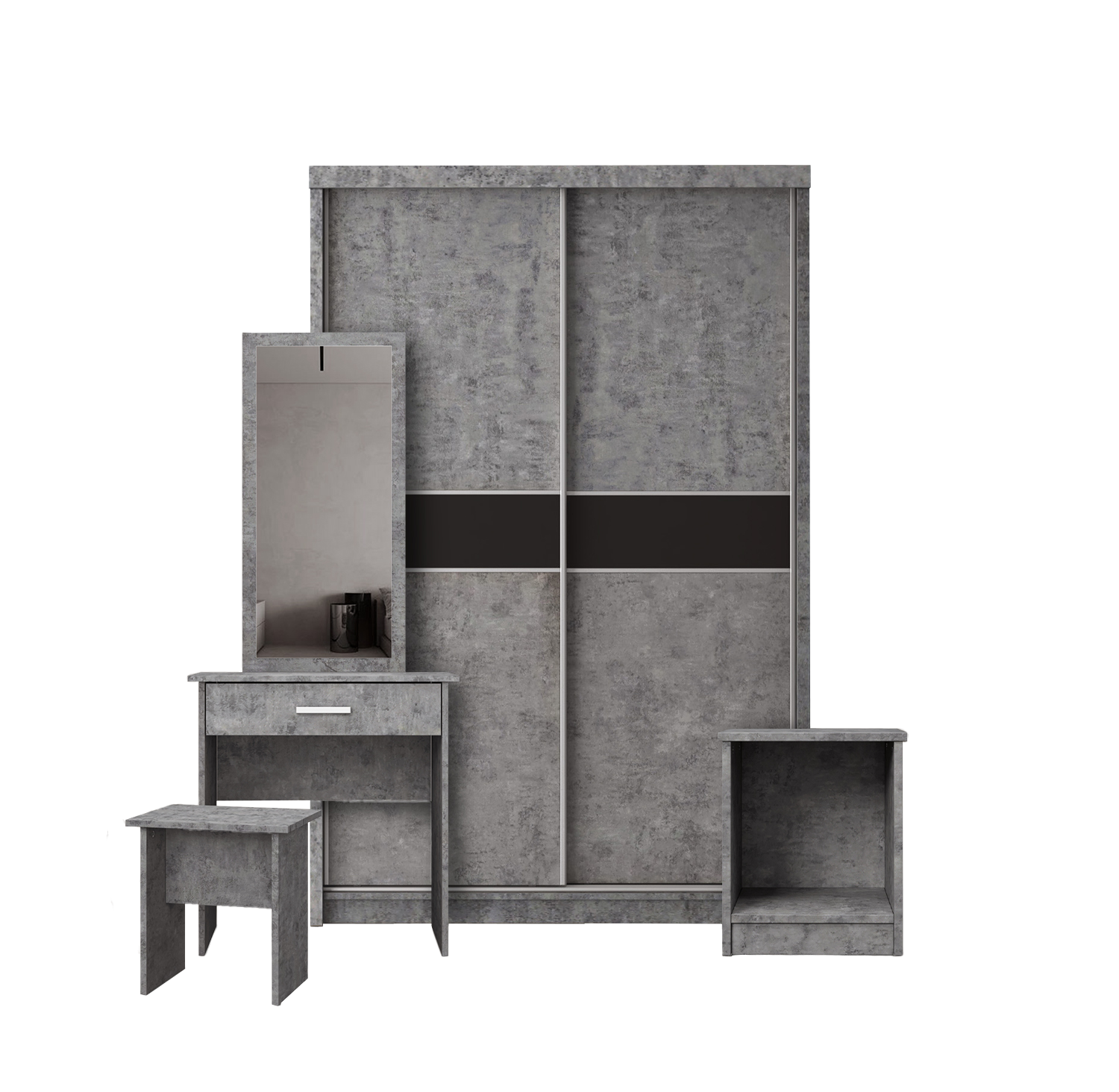 4FT x 6FT Alian Sliding Wardrobe Set / Side Table / Dressing Table - H ...