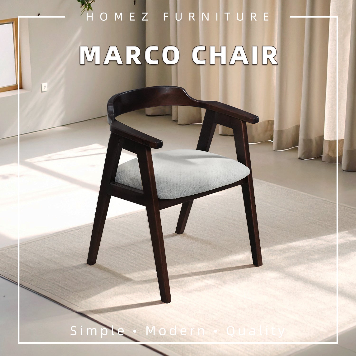 (EM) Neo Dining Table Marco Chair Solid Rubberwood - DT-NEO(15090) MAR ...