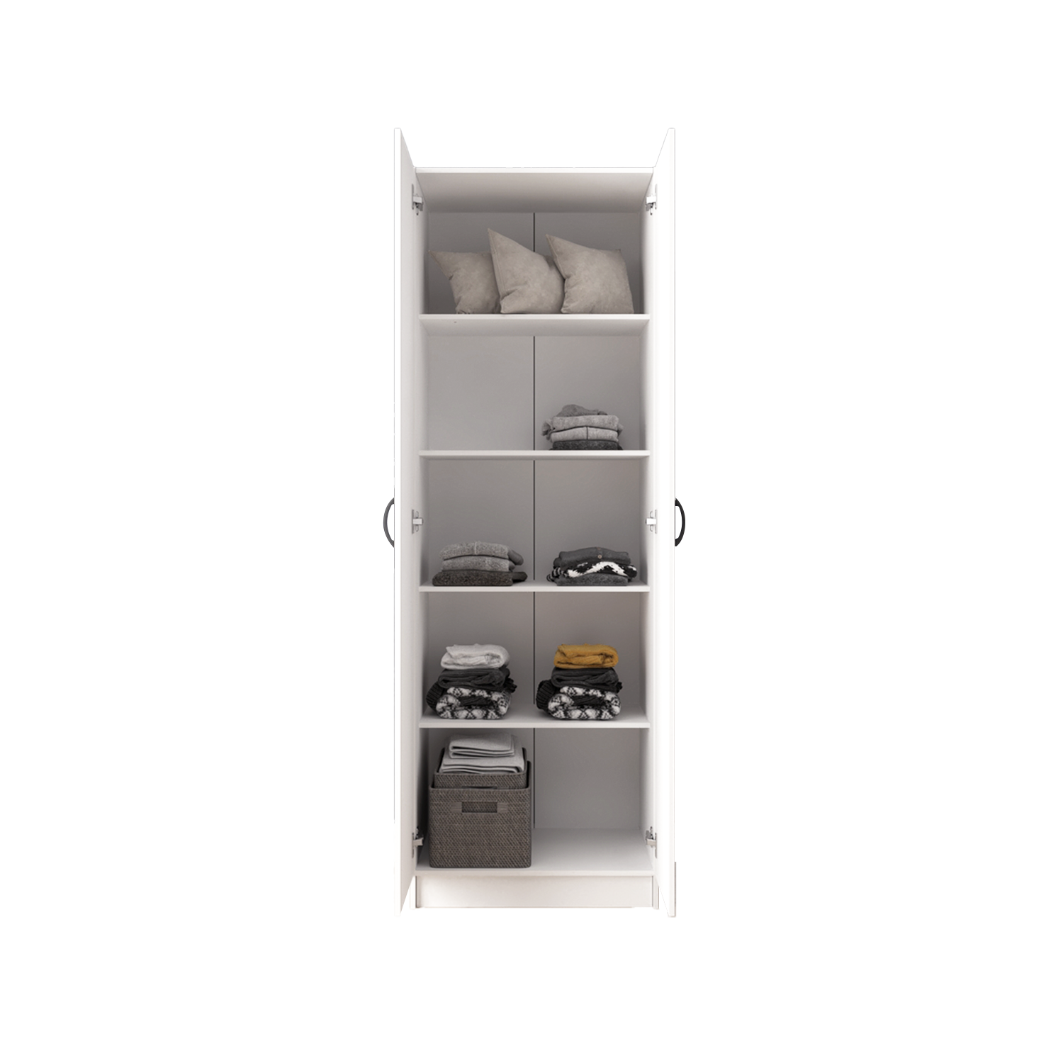 (EM) 2FT 2 Door Wardrobe Solid Board with 5 Shelves / Removable Shelve ...