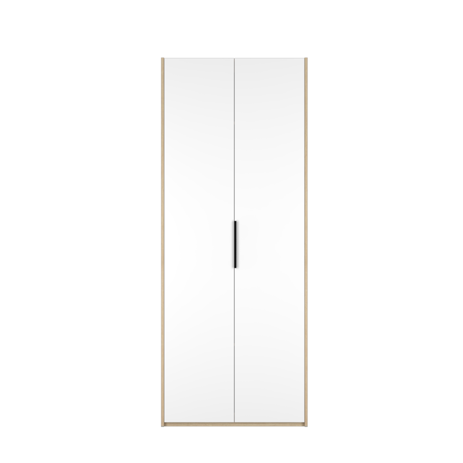 (EM) 200cm High 2 Door Wardrobe With Matte Black Handle and Hanging Ro ...