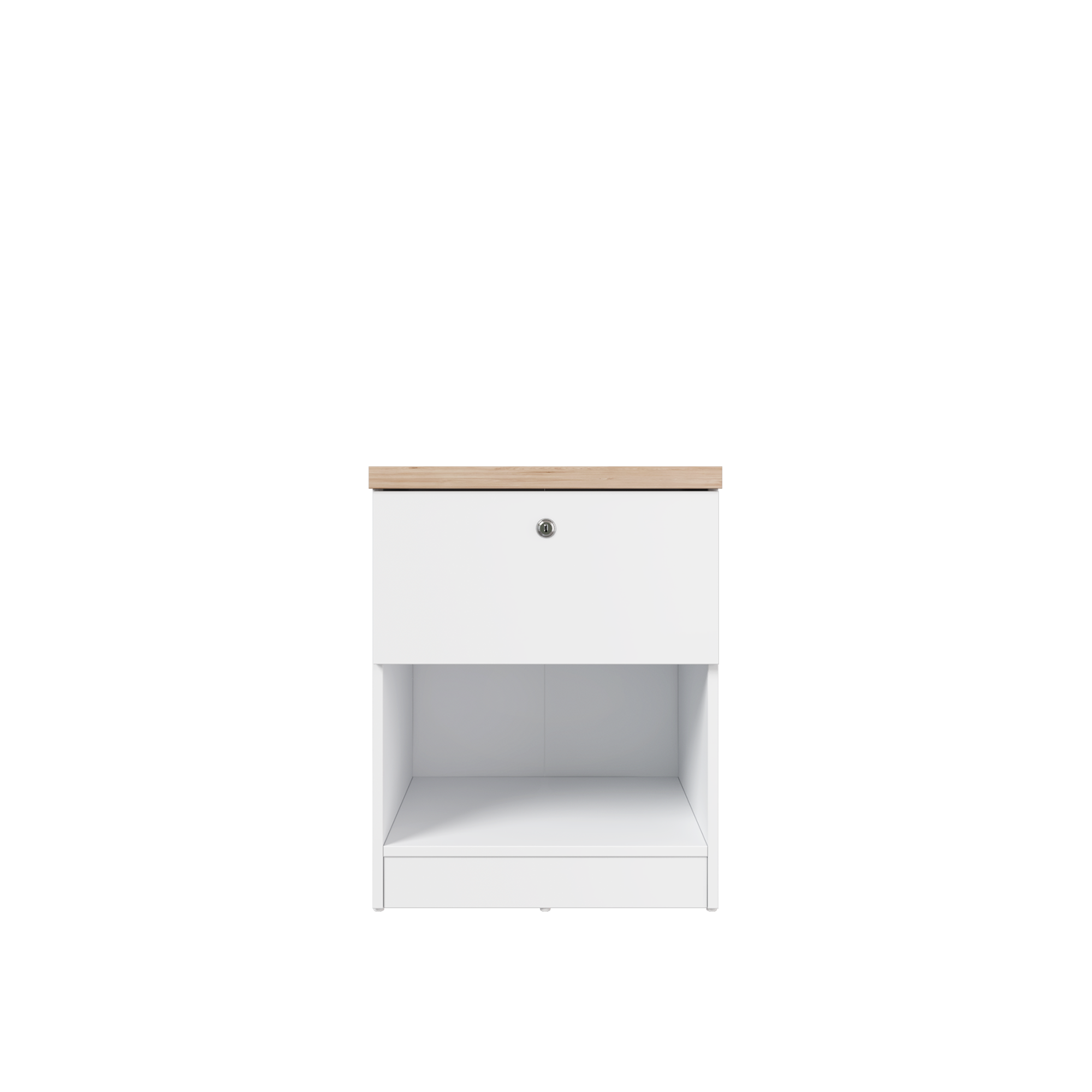Alona Series Melamine Side Table Lockable Drawer with Open Storage - M ...