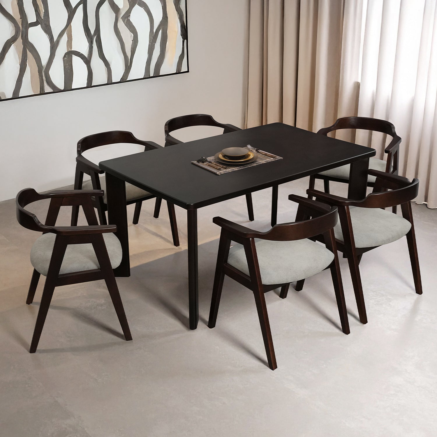(FREE Shipping) Neo Dining Set 4/6 Seater with Martin Bench Solid Rubb ...