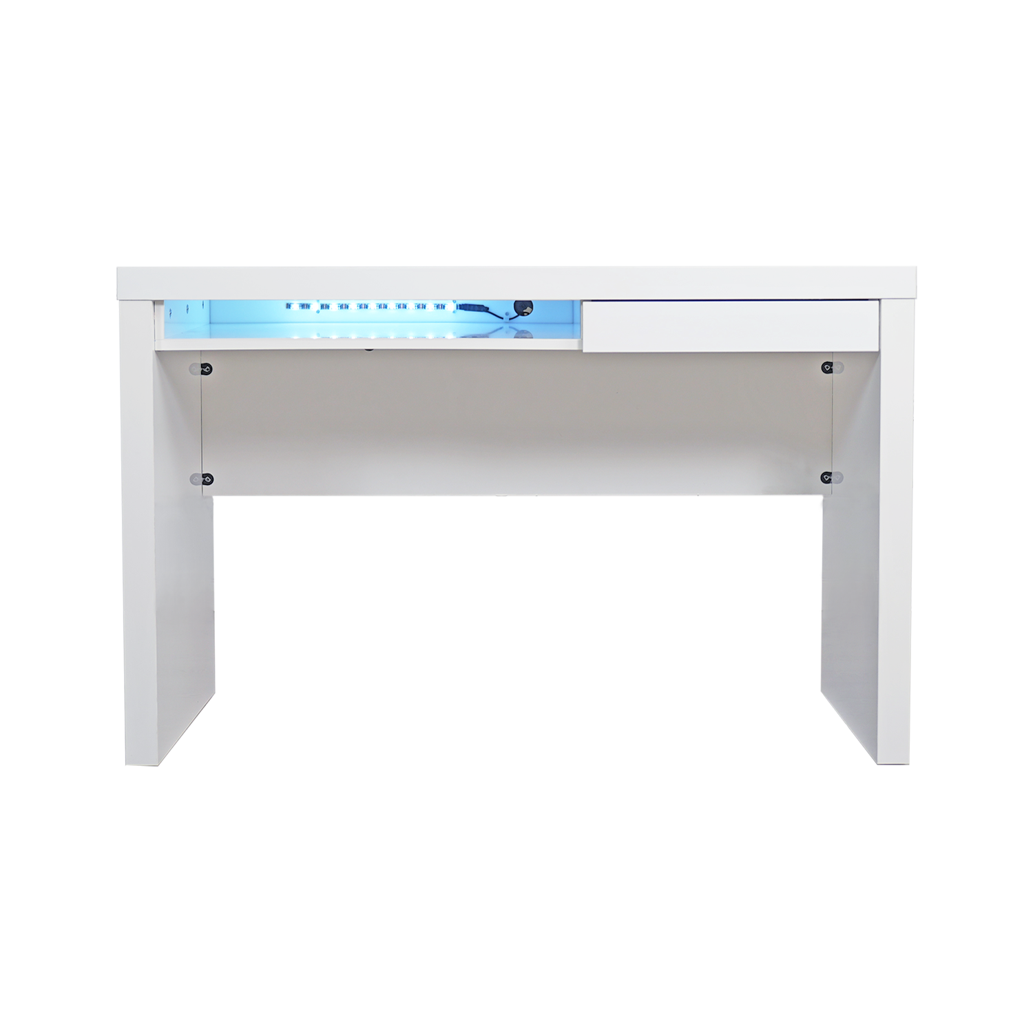 4FT Office Home Writing Table with 2 Drawers / LED Open Storage with D ...